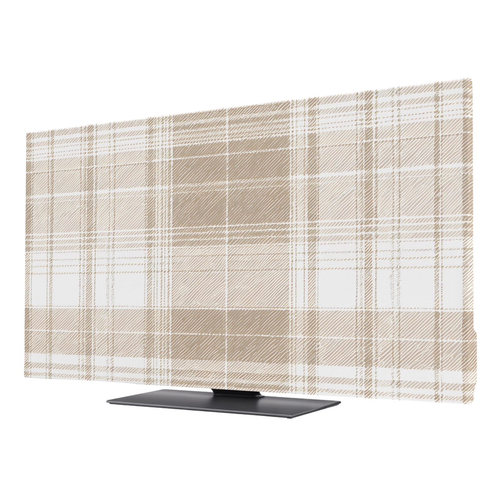 Beige Buffalo Plaid TV Cover for 32 Inch Screen, Stretch Fabric ...