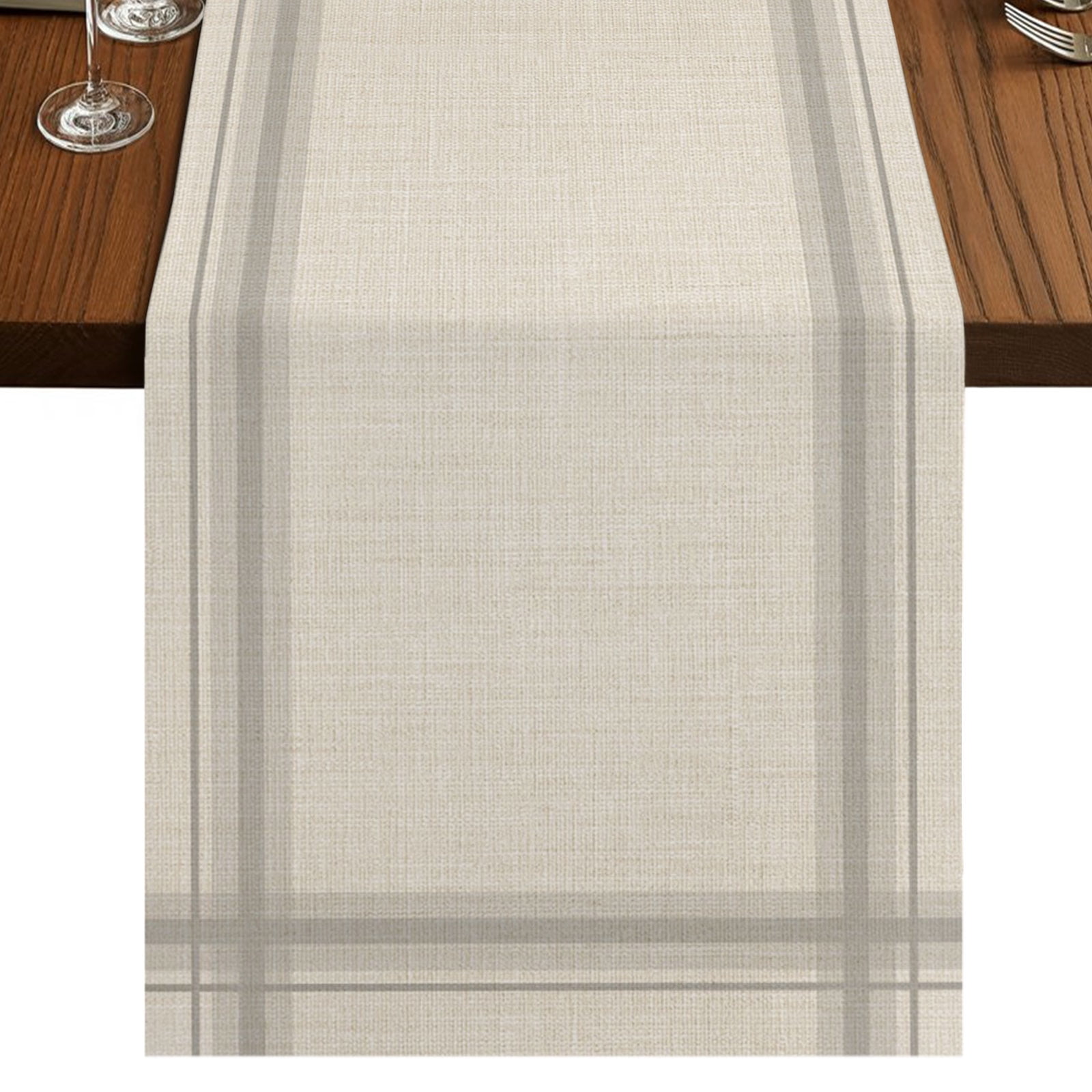Beige Burlap Cotton Table Runner 18x72 Inches Long, Modern Minimalist ...