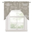 Beige Butterfly Botanical Kitchen Curtains Swag Valance for Windows ...