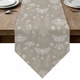 Beige Butterfly Botanical Table Runner Linen Burlap Table Runner 72 ...