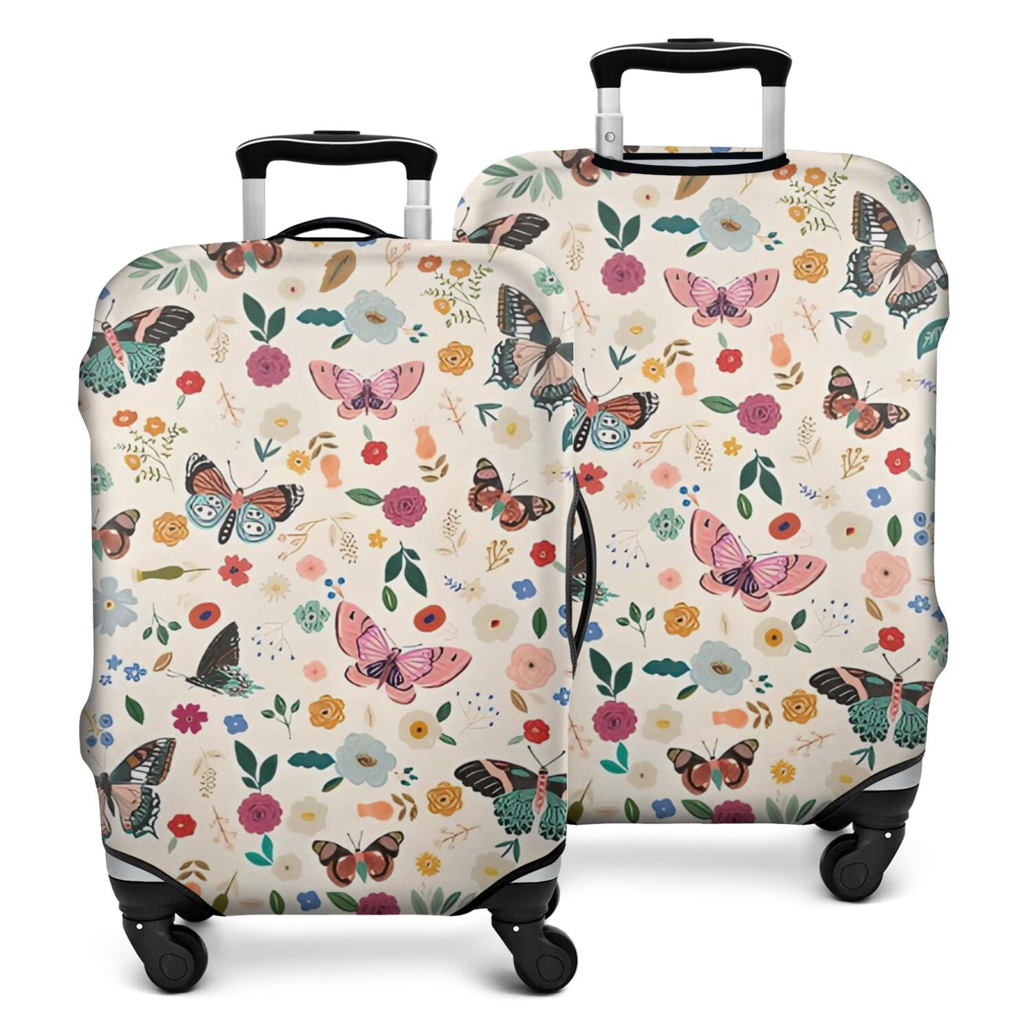 Beige Butterfly Flower Pattern Luggage Cover Fashion Suitcase Cover ...