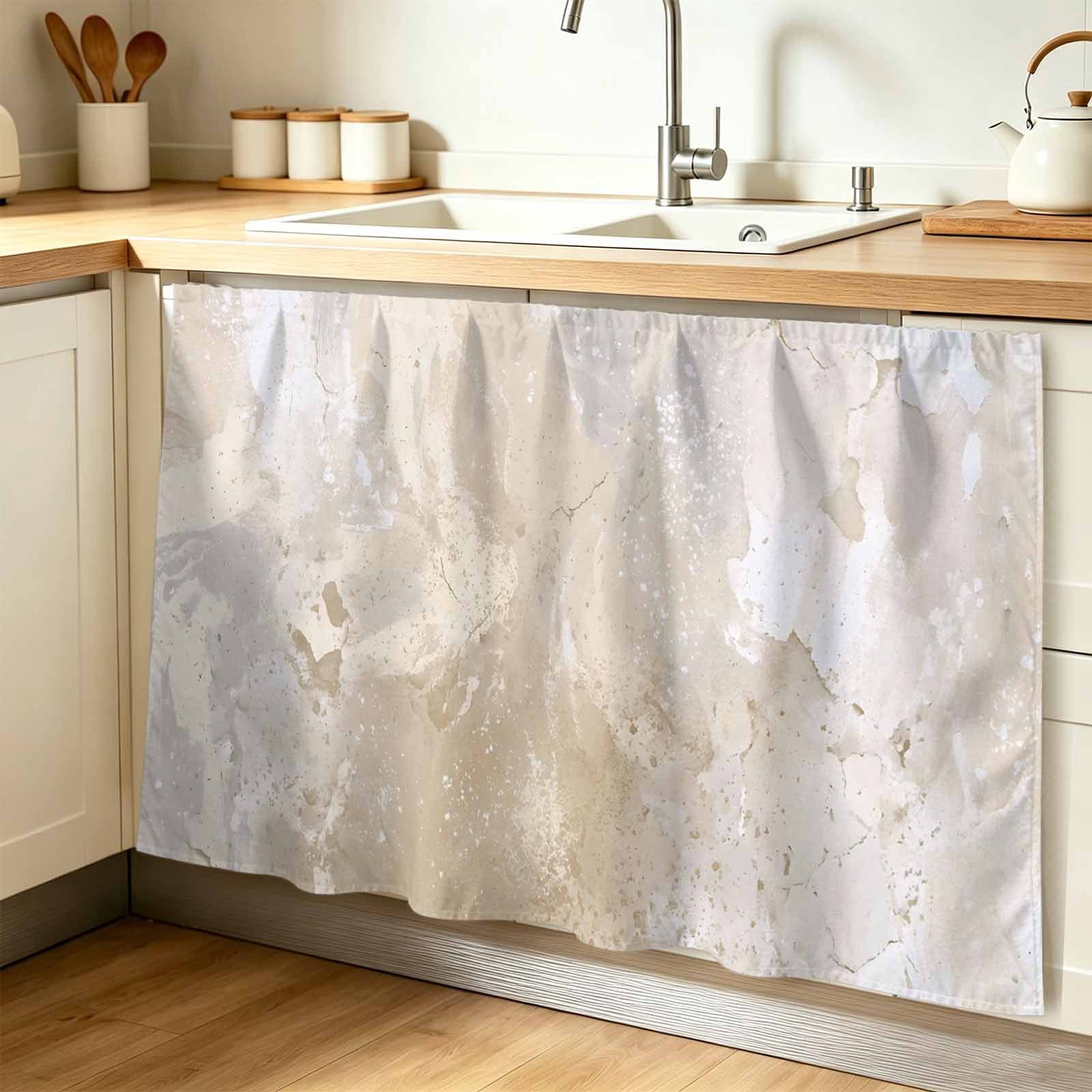 Beige Cabinet Curtain 28"W x 51"L, Modern Minimalism Gradient Abstract ...