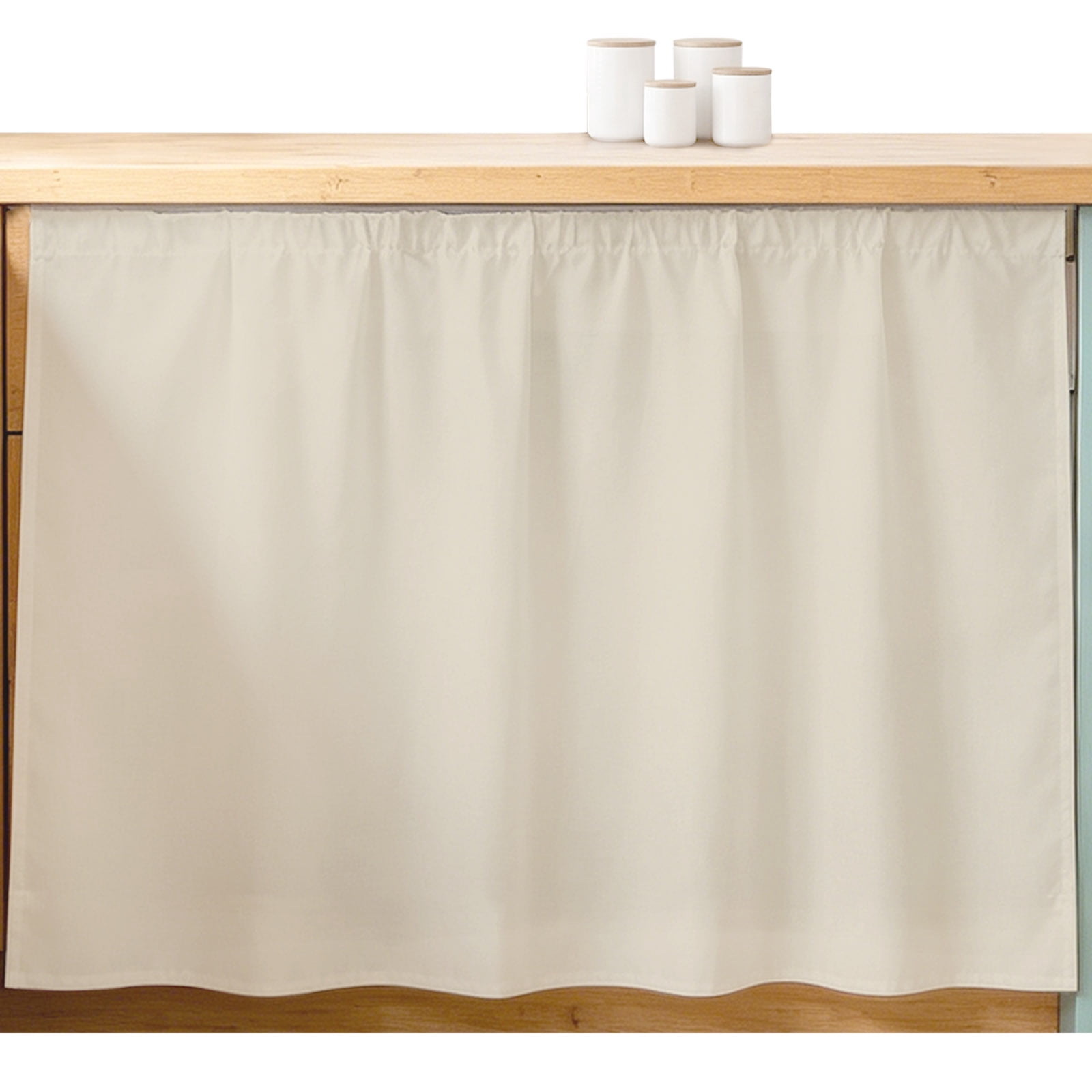 Beige Cabinet Curtains White Swan Solid Color Sink Skirt Privacy Short ...