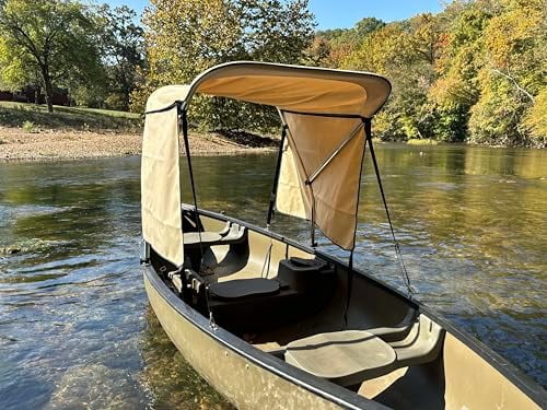 Beige Canoe/Kayak Sun Shade/Canopy Bimini Top Conestoga Wagon Style ...