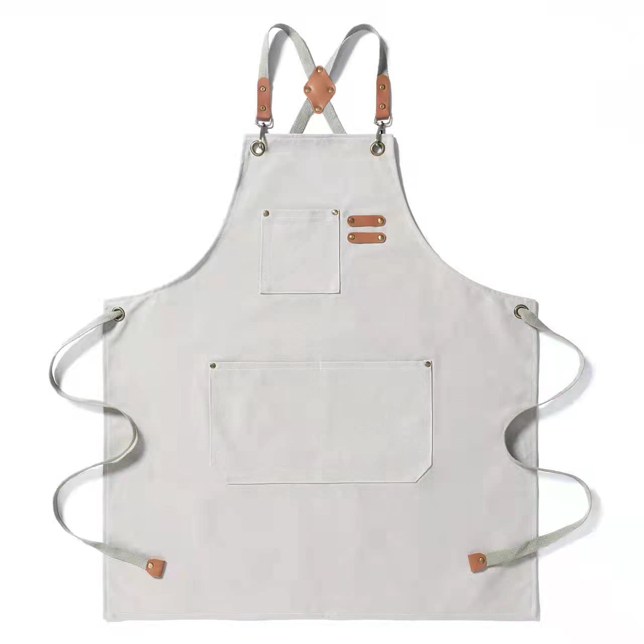 Beige Canvas Cross-Back Chef Apron for Home and Commercial Kitchen Use ...
