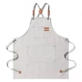 Beige Canvas Cross-Back Chef Apron for Home and Commercial Kitchen Use ...