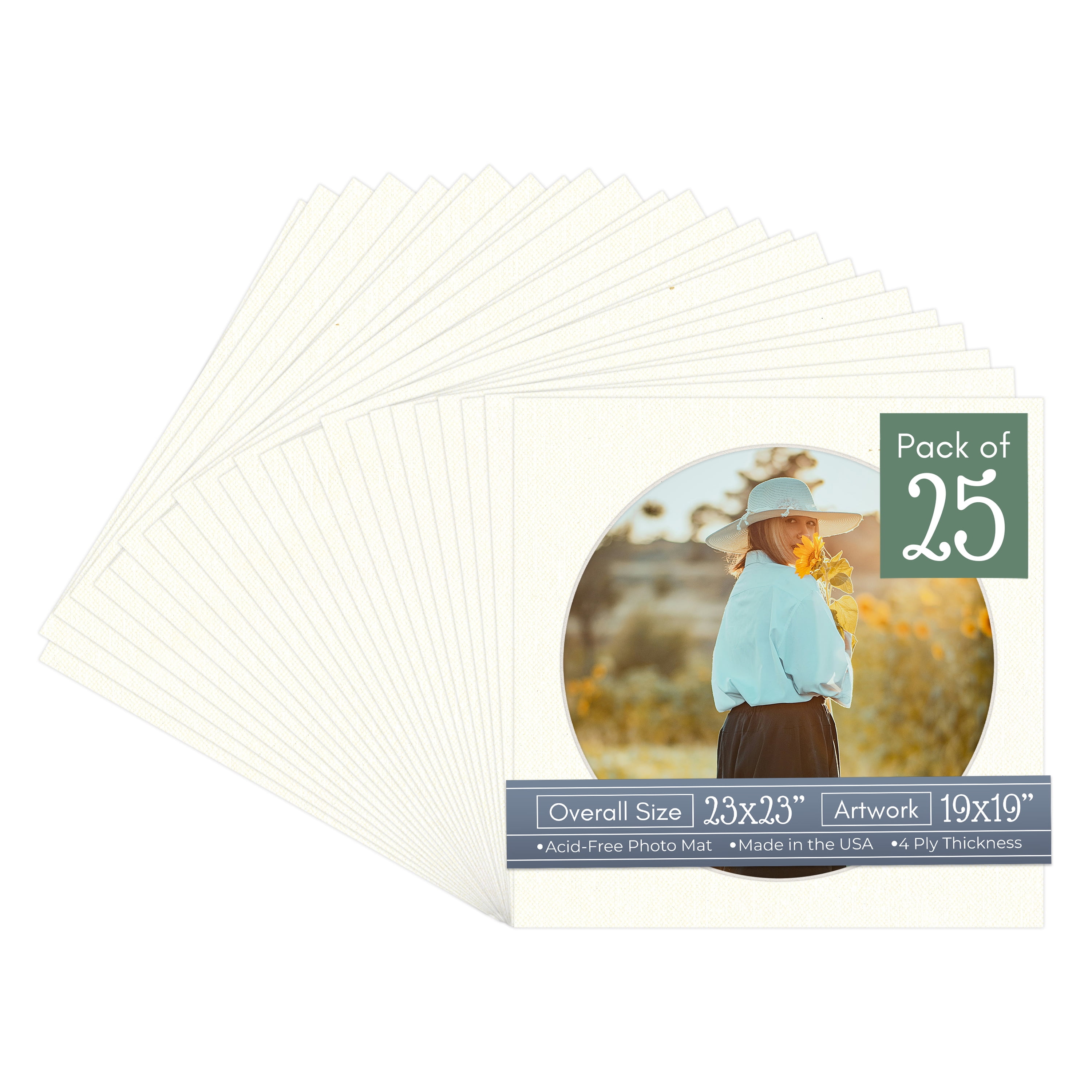 Beige Canvas Picture Frame Mat for 23x23 Frames - Circle Opening for ...