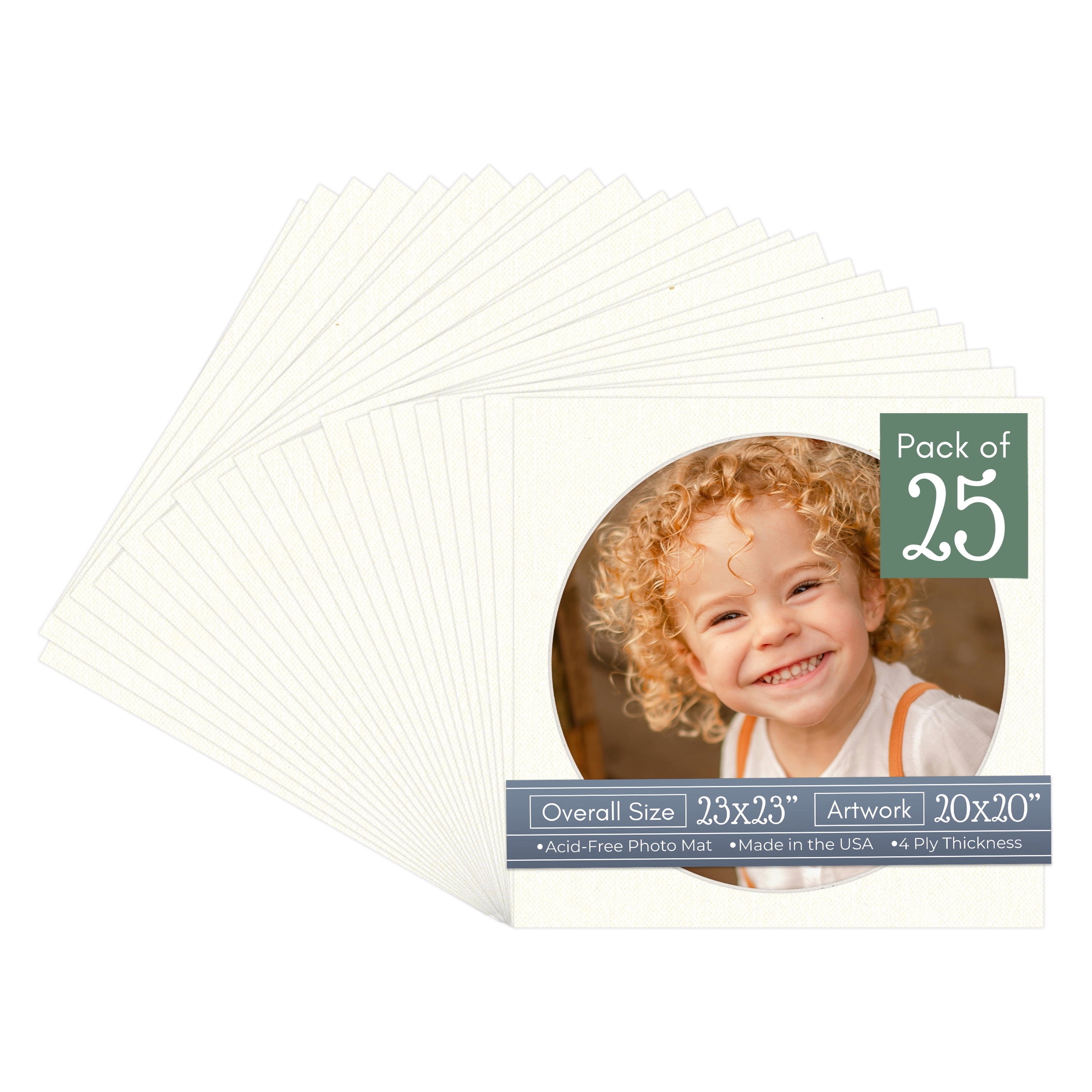 Beige Canvas Picture Frame Mat for 23x23 Frames - Circle Opening for ...