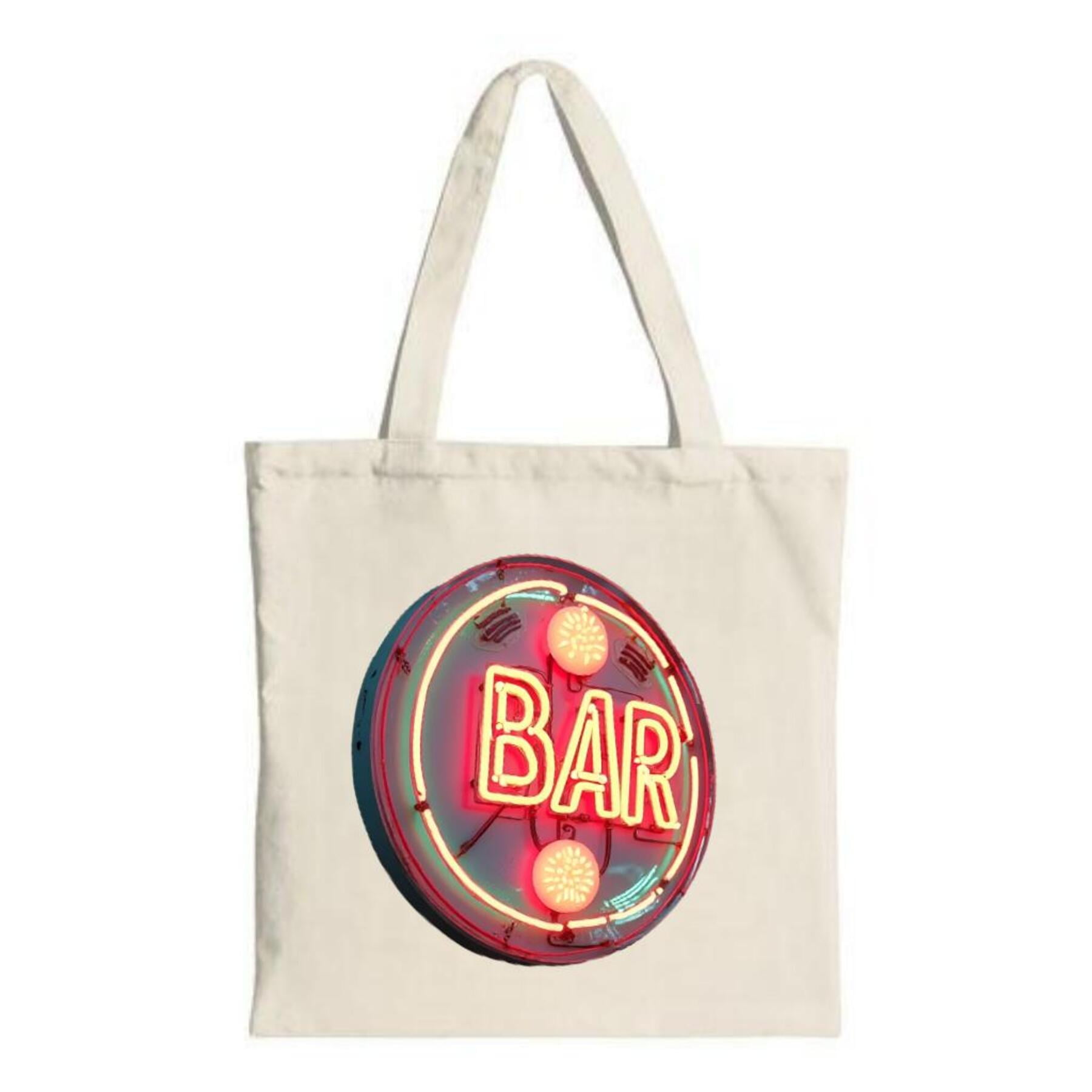 Beige Canvas Tote Bag with ' BAR ' Sign Design - Multifunctional ...