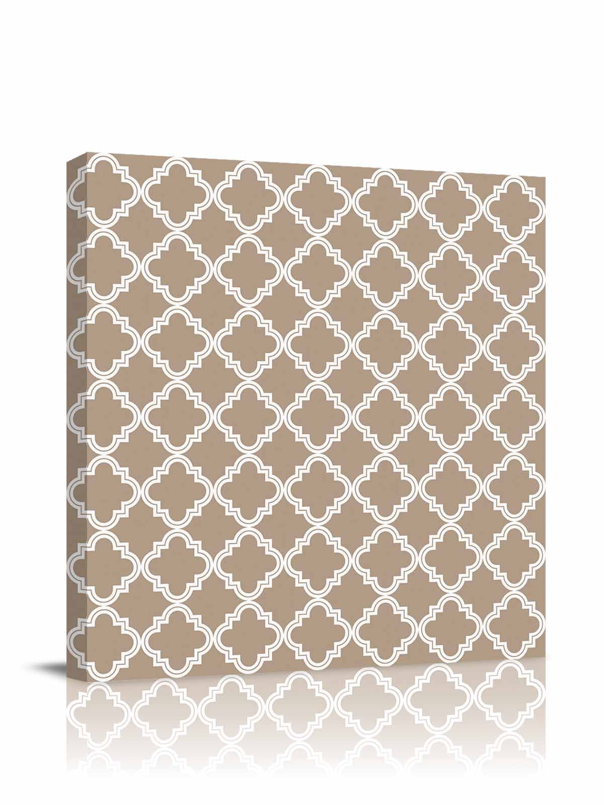 Beige Canvas Wall Art, Moroccan Geometric Abstract Framed Wall Decor ...
