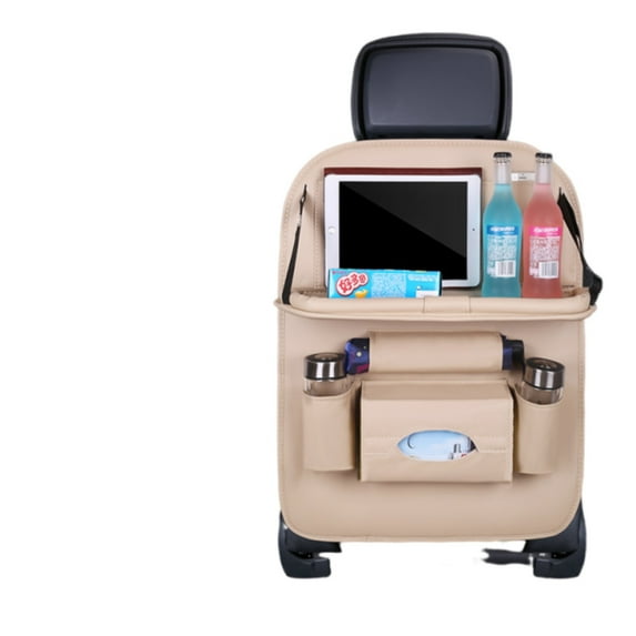 Beige Car Seat Storage Bag, Hanging Organizer With Pu Leather Material ...