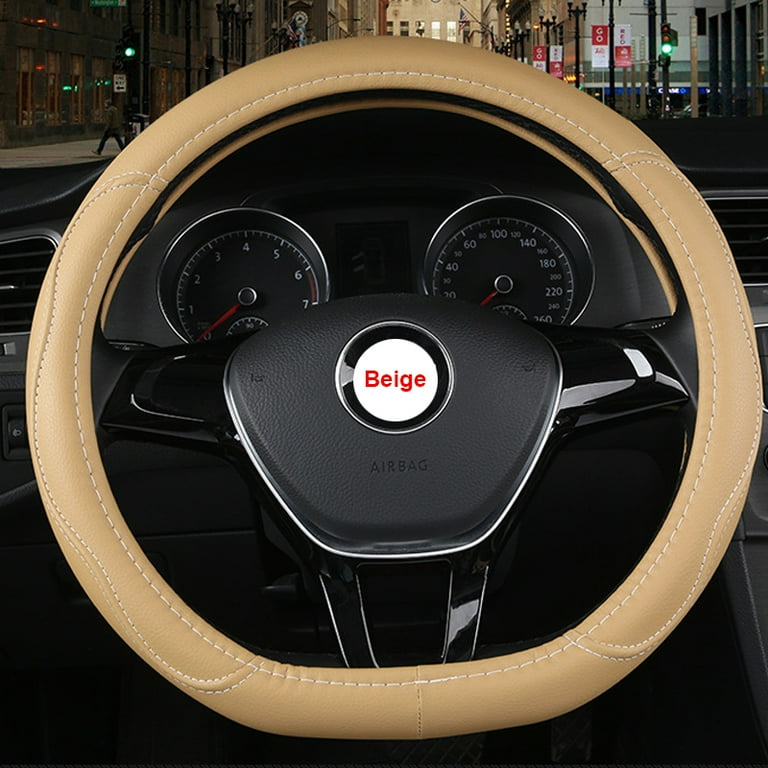 Beige Car Steering Wheel Cover funda volante D Shape For Hyundai Creta II 2021 2022 D Type Braid