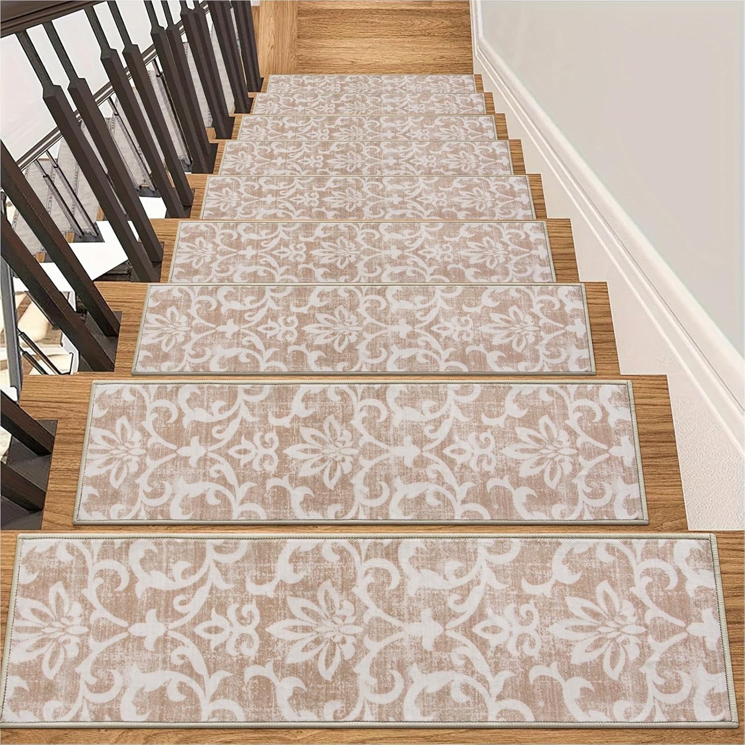 Beige Carpet Stair Treads Non Slip Backing 8" X 30" Stair Treads for ...