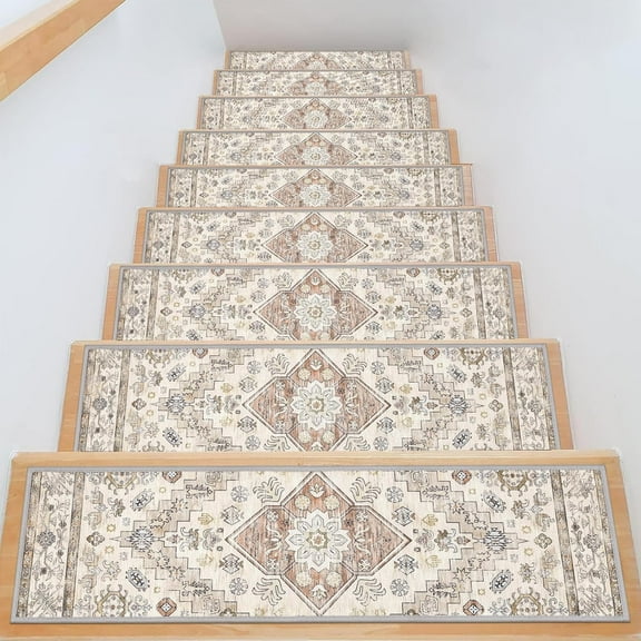 Carpet Stair Treads for Wooden Steps Indoor 15 Pack 8" X 30" Peel and ...