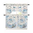 Beige Cartoon Cats Kitchen Curtains Sets 24 Inch Length with Valance ...