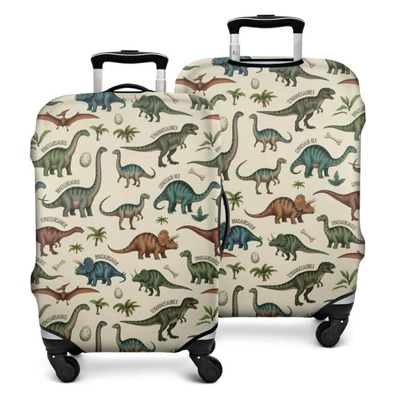 Beige Cartoon Dinosaurs Names Pattern Luggage Cover Fashion Suitcase ...