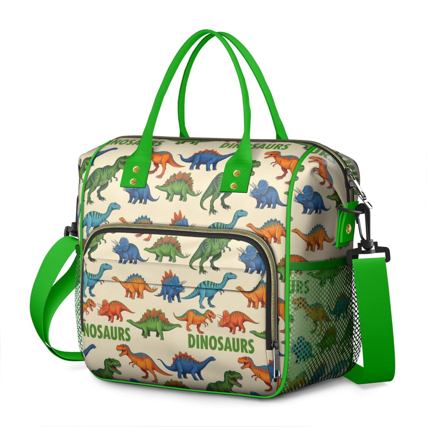 Beige Cartoon Dinosaurs Pattern Womens Lunch Box for Work,Insulated ...