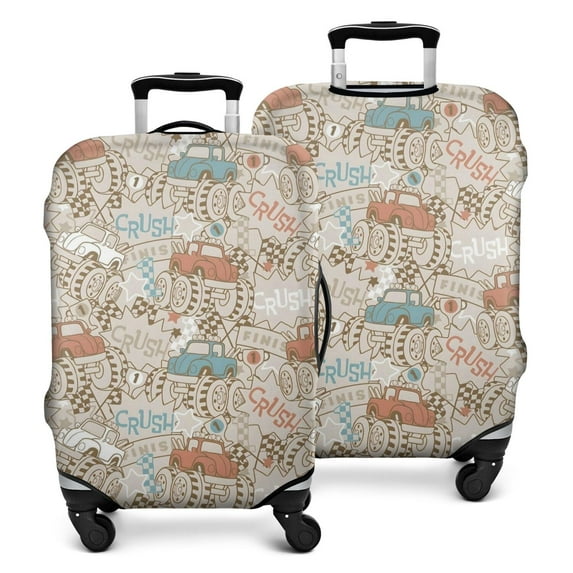 Beige Cartoon Monster Cartoon Trucks Pattern Luggage Cover Fashion ...
