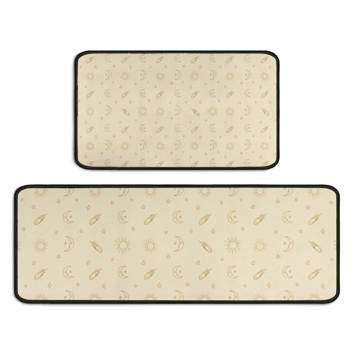 Beige Celestial Pattern Kitchen Rugs Sets Of 2,Anti Fatigue Kitchen Mat ...