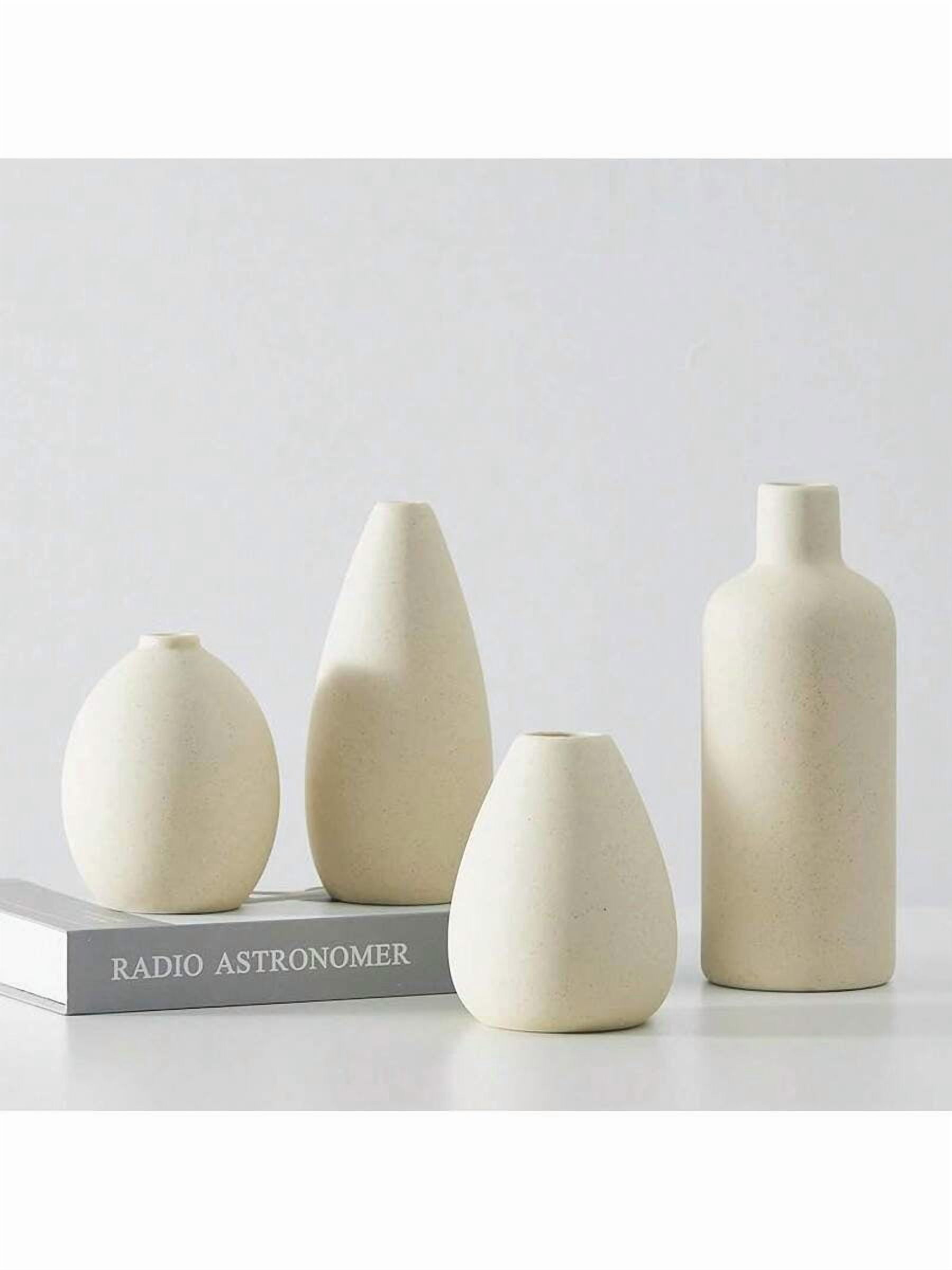 Beige Ceramic Vase Set-3 Small Flower Vases For Decor,Modern Boho ...