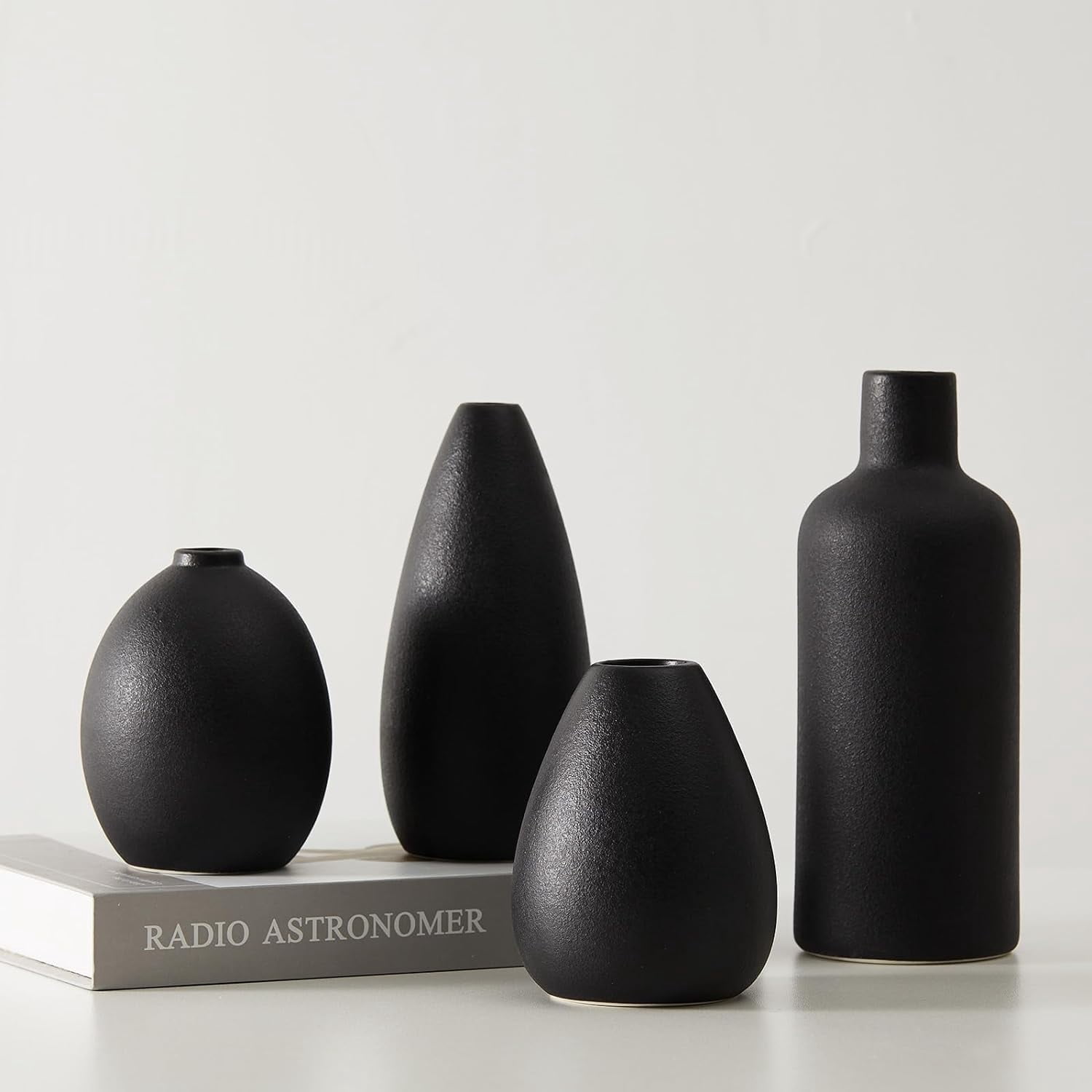 Beige Ceramic Vase Set - 3 Small Vases for Decoration, Farmhouse Home ...