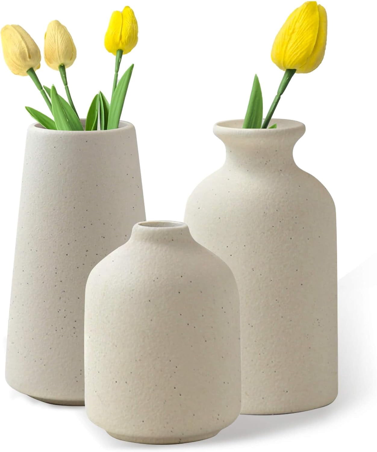 Beige Ceramic Vases Set of 3 for Pampas Grass & Dried Flowers, Creative ...
