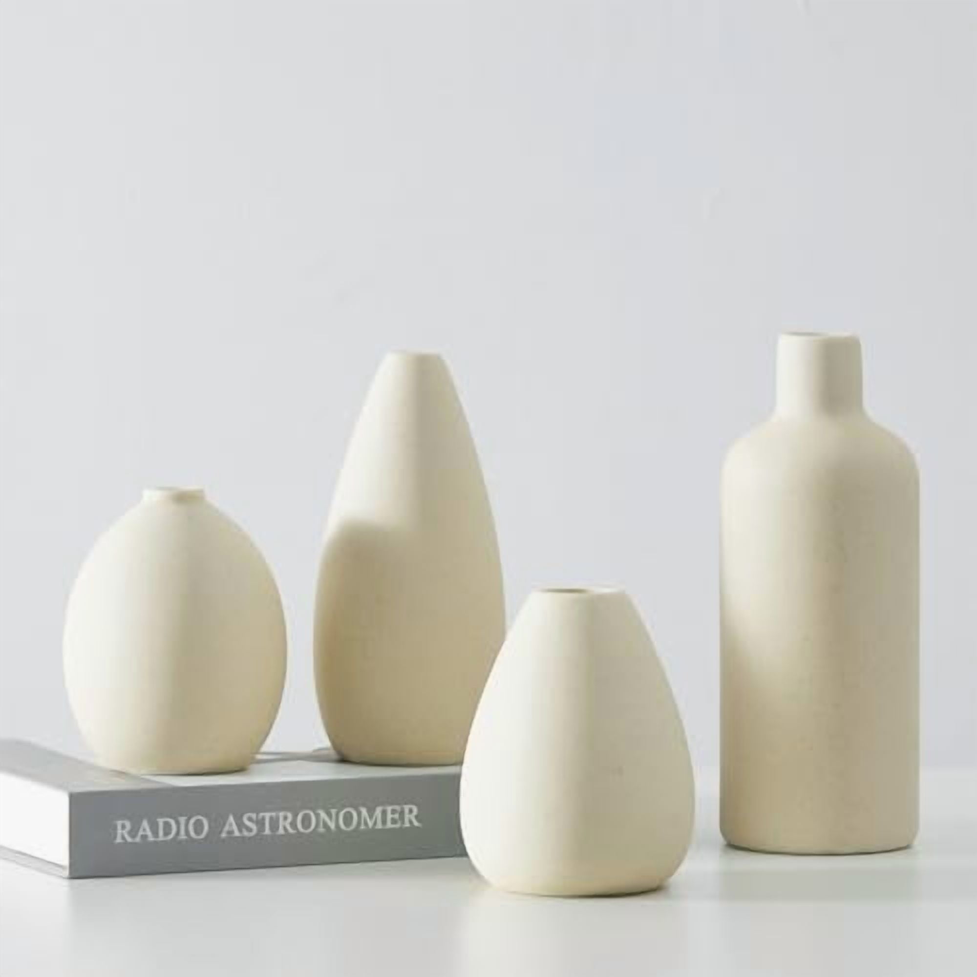 Beige Ceramic vase Set-3 Small Flower vases for Decor,Modern Boho ...