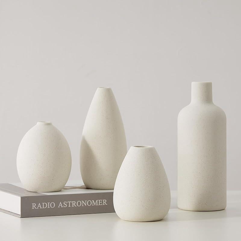 Beige Ceramic vase Set-3 Small Flower vases for Decor,Modern Boho ...