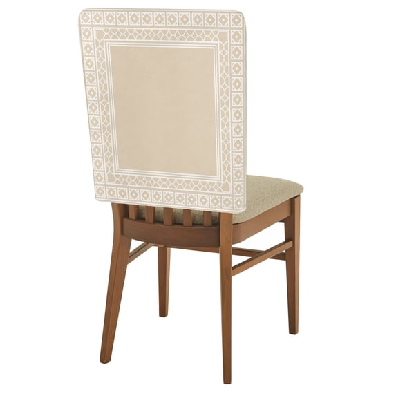 Beige Chair Back Covers Set of 4, Boho Diamond Pattern Border Rustic ...