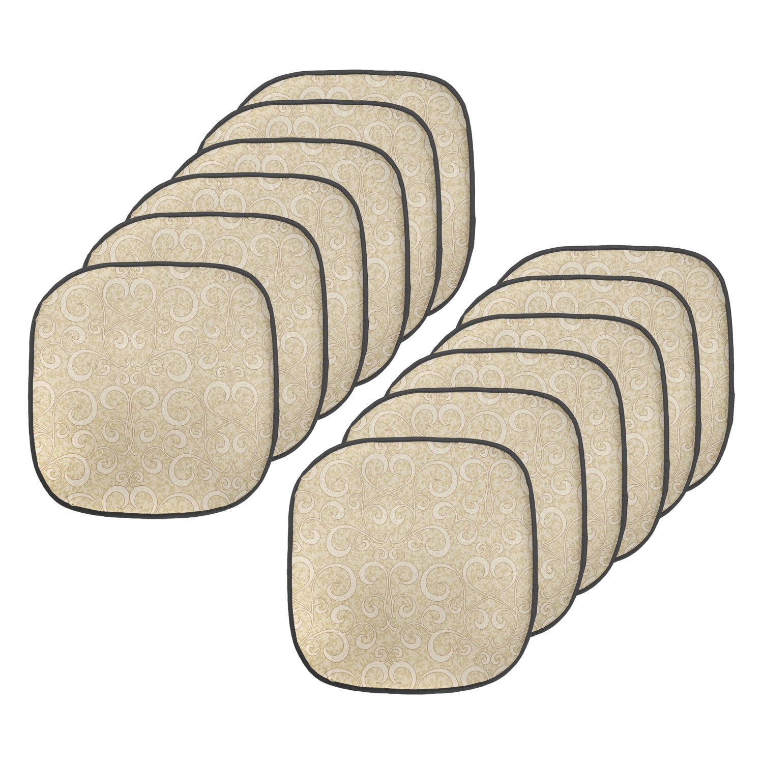 Beige Chair Seating Cushion Set of 12, Unusual Swirled Floral Patterns ...