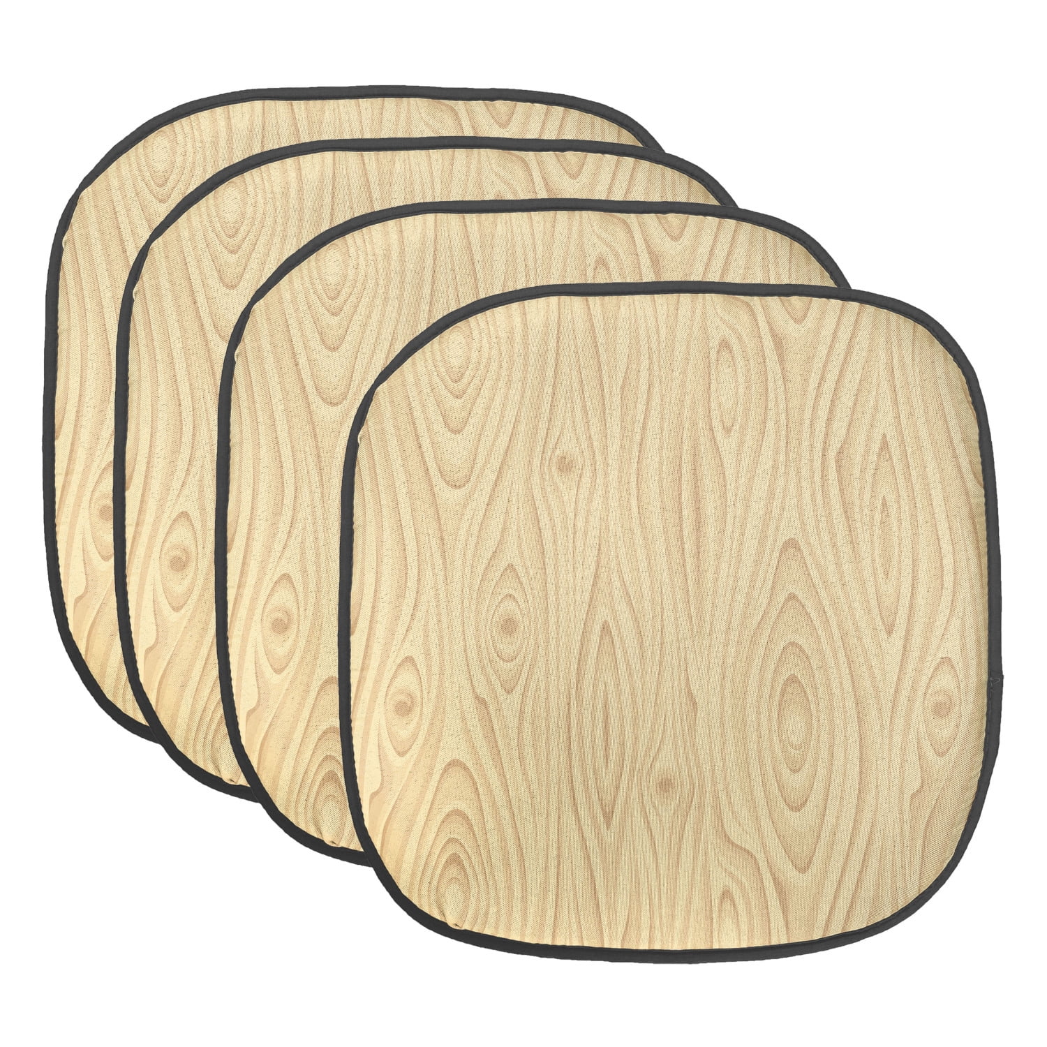 Beige Chair Seating Cushion Set of 4, Wooden Texture Pattern Grains of ...