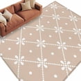 Beige Checkered Area Rug 8x10 Washable Rug Non Slip Farmhouse Plaid ...