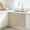 Beige Checkered Cabinet Curtains for Kitchen 10"W x 11"L, Modern ...