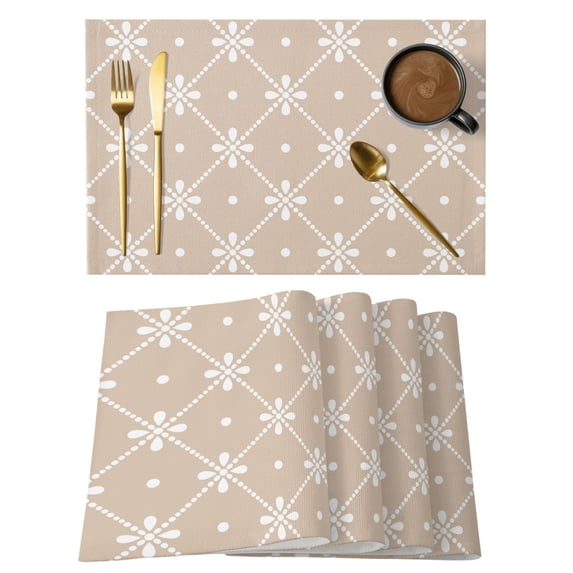 Beige Checkered Placemats Set of 4 Farmhouse Plaid Modern Art Place ...