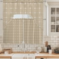 Beige Checkered Swag Curtains Valance and Tier Set, Modern Minimalist ...