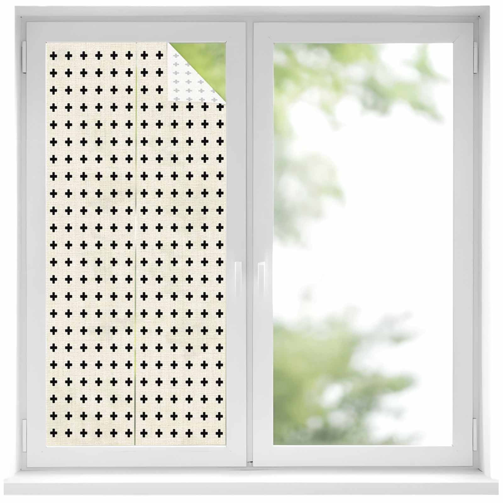 Beige Checkered Window Privacy Film Country Abstract Geometric Diagonal ...