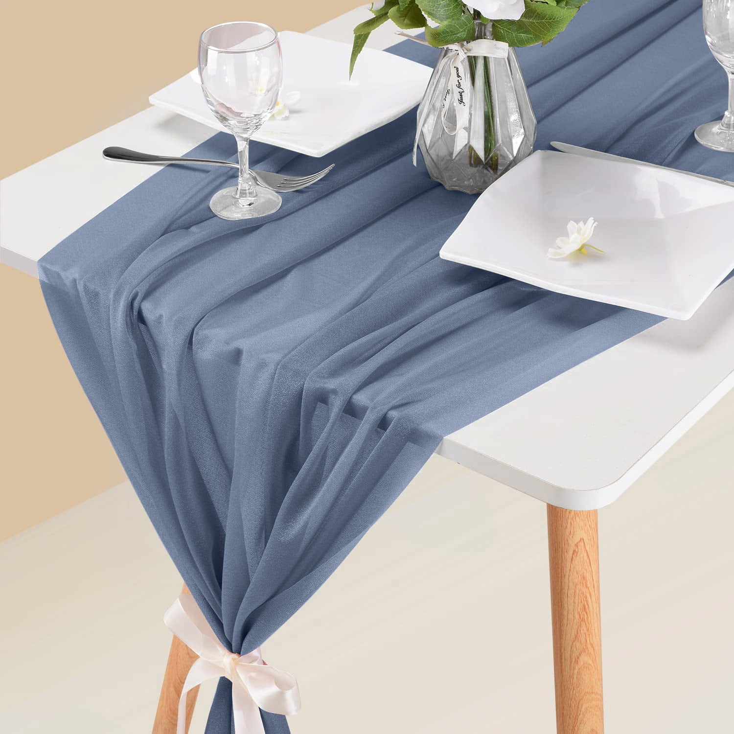 Beige Cheesecloth Table 10Ft Chiffon Table Runner 29X120 Inches Dusty ...
