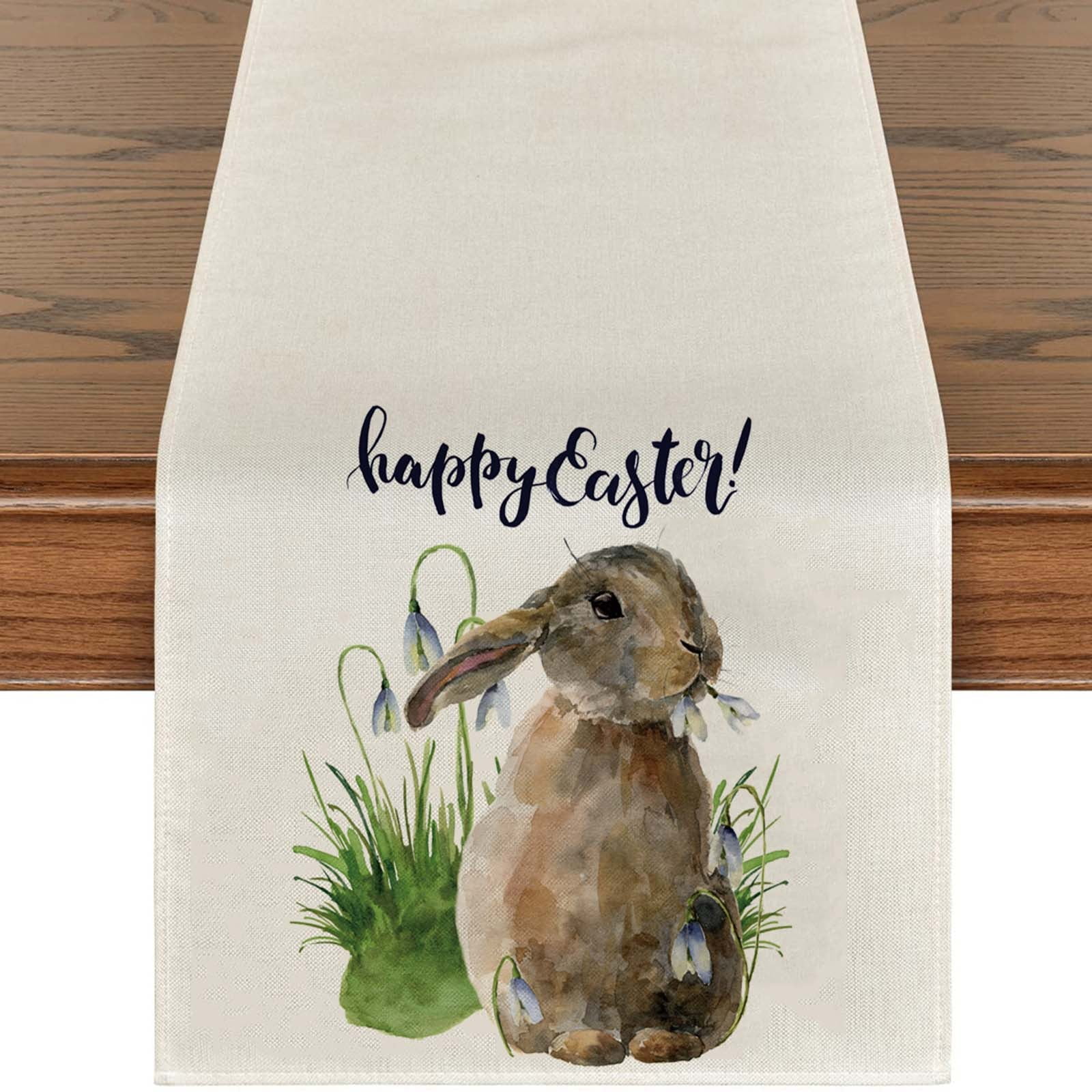 Beige Cheesecloth Table Easter Table Runner Festive Bunny Egg Small ...