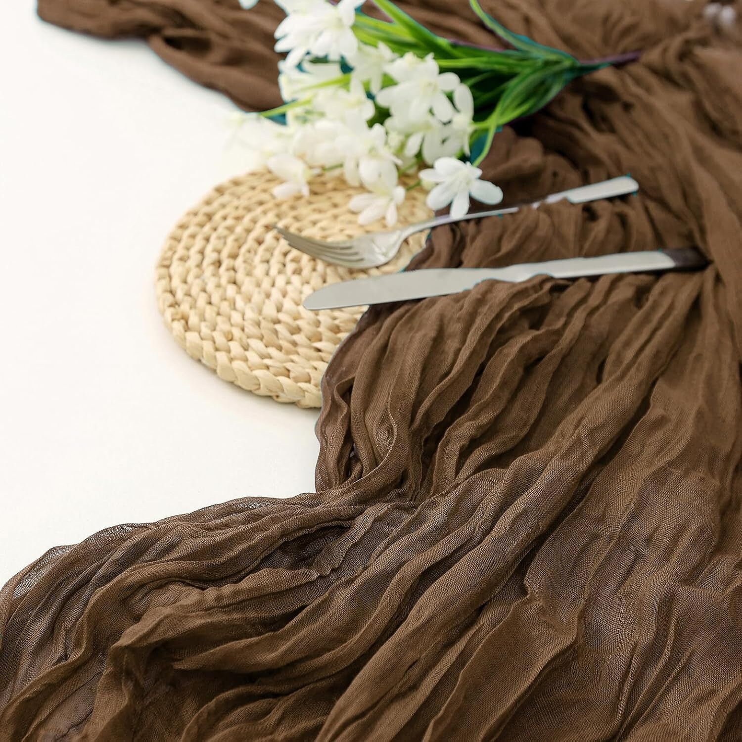 Beige Cheesecloth Table Runner 13.3ft Boho Gauze Cheese Cloth Table ...