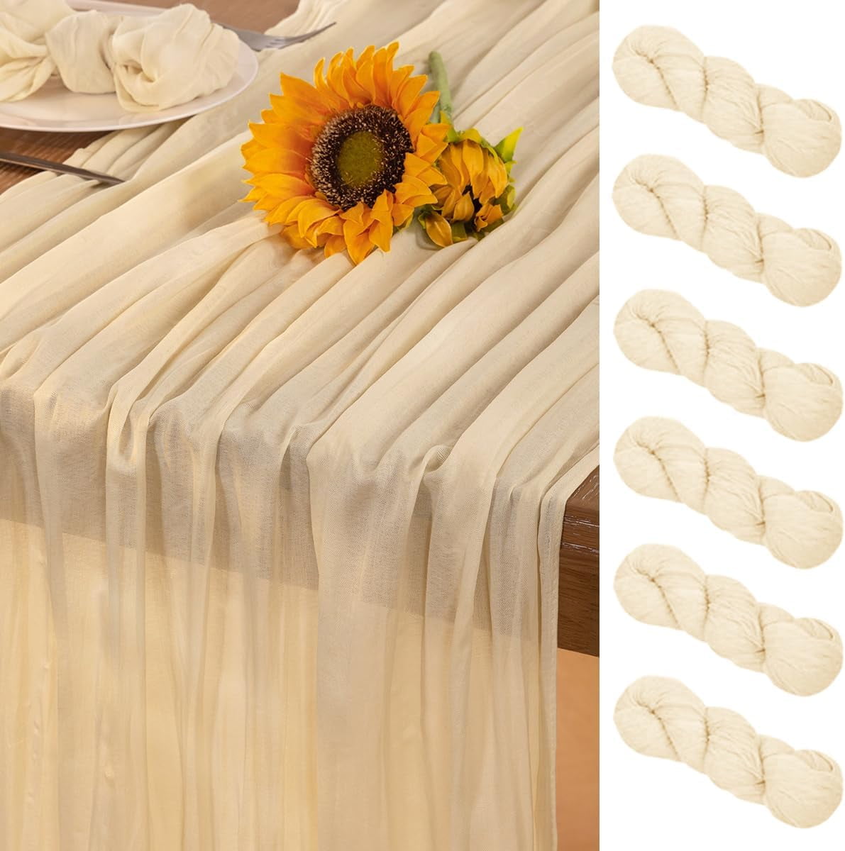 Beige Cheesecloth Table Runner 6 Pack Summer Sheer Cream Cheese Cloth ...