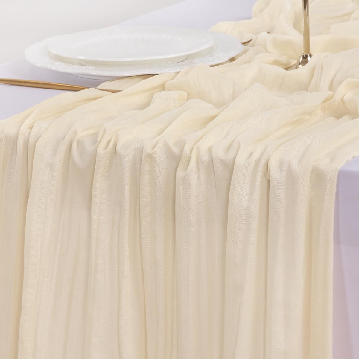 Beige Cheesecloth Table Runner Mothers Day Summer Boho Rustic Gauze ...