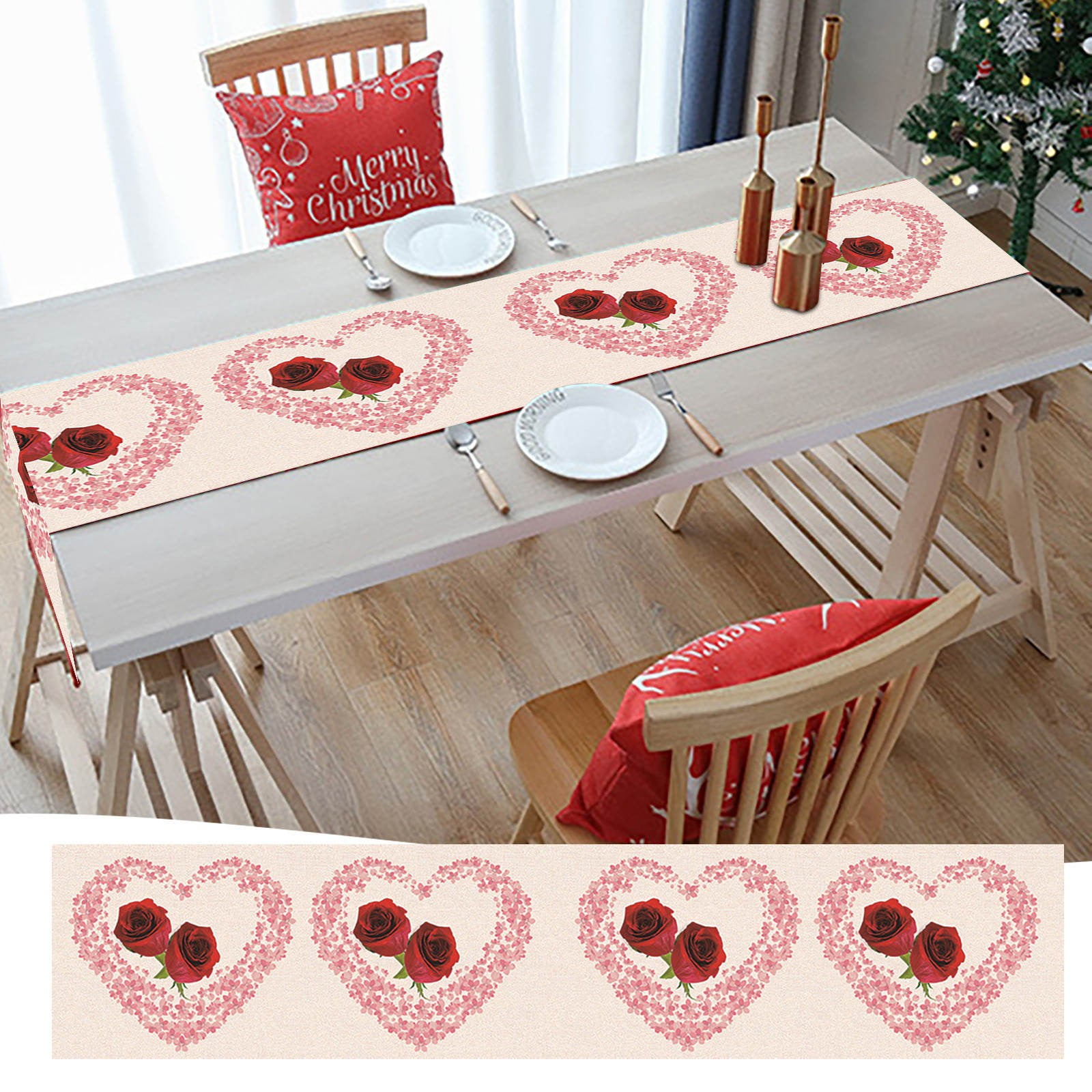 Beige Cheesecloth Table Valentine'S Day Table Flag Home Decoration ...