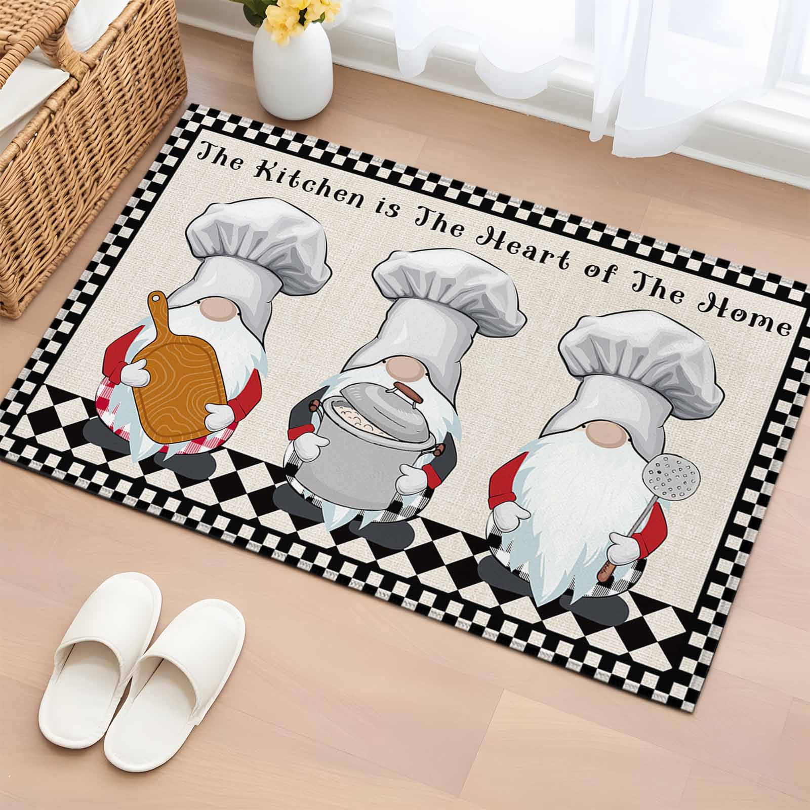 Beige Chef Gourmet Bathroom Mats 2x3 FT, Non Slip Small Kitchen Mat ...