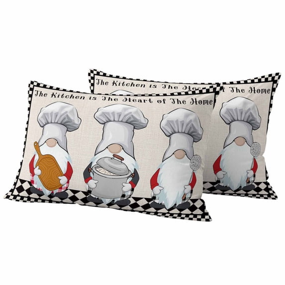 Beige Chef Gourmet Outdoor Pillow Covers 20"x12" Set of 2,Waterproof ...