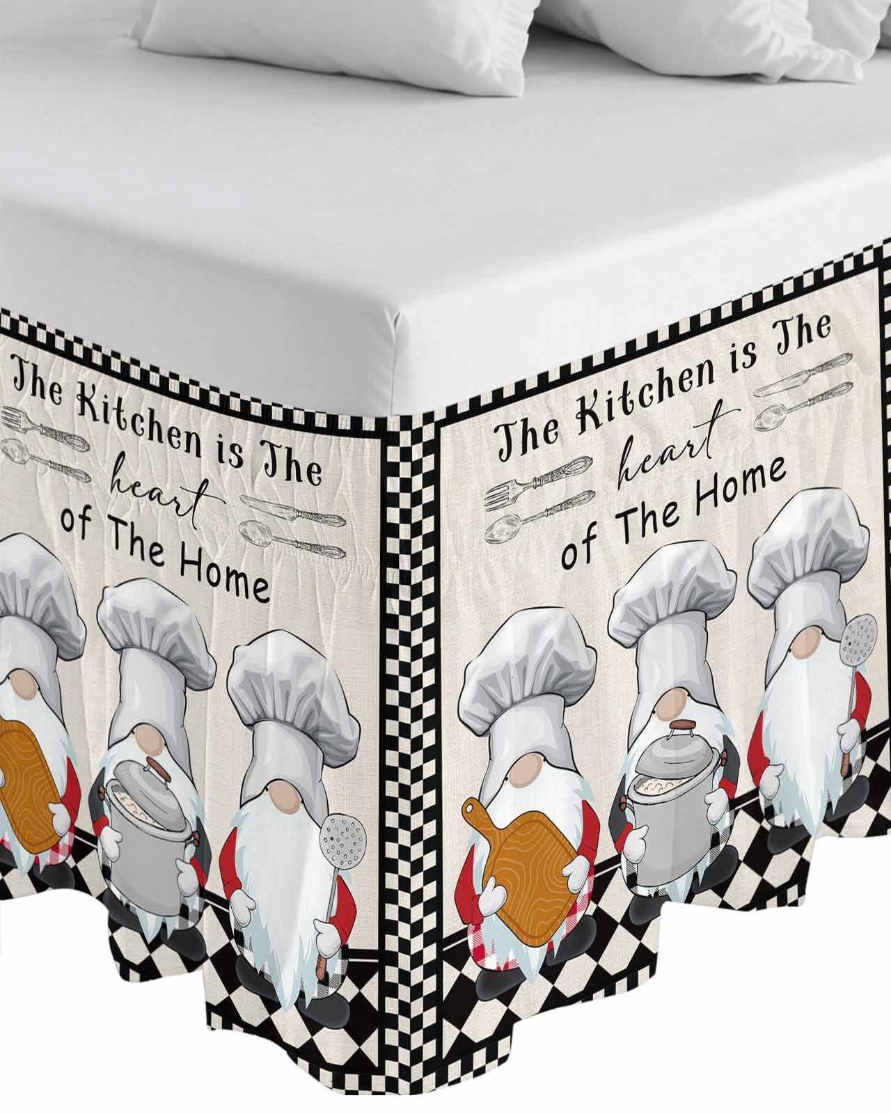 Beige Chef Gourmet Wrap Around Bed Skirts for King Bed 16" Drop, Bed ...