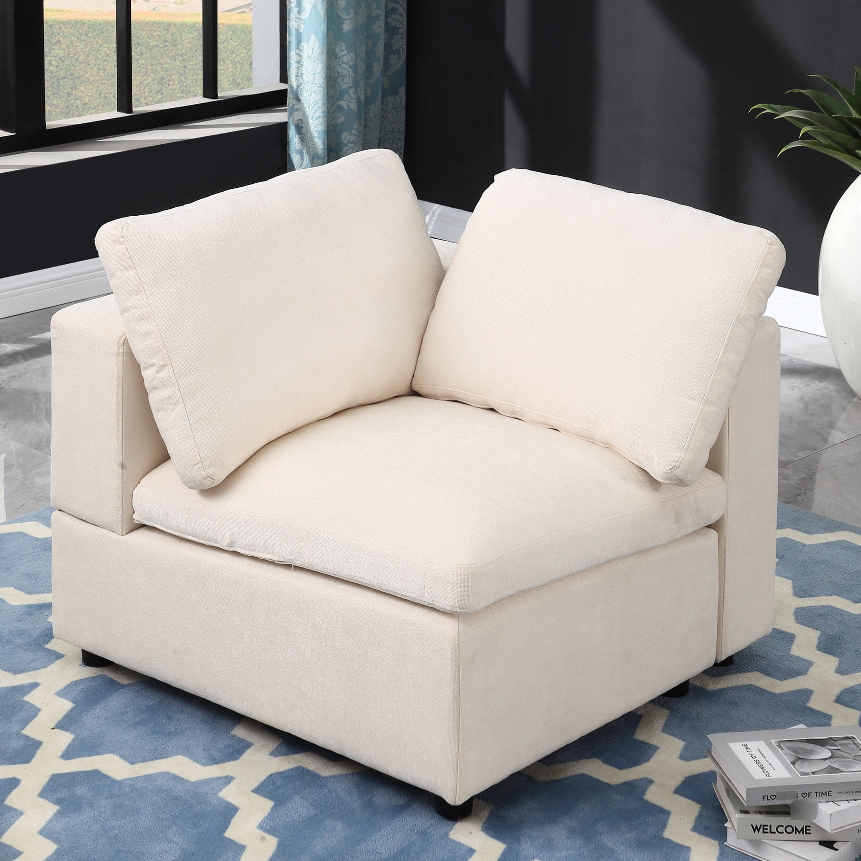 Beige Chenille Unit - Reconfigurable for Needs - Home Entertainment ...