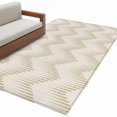 Beige Chevron Waves Area Rug 4x6 Washable Rug Non Slip Modern Abstract ...