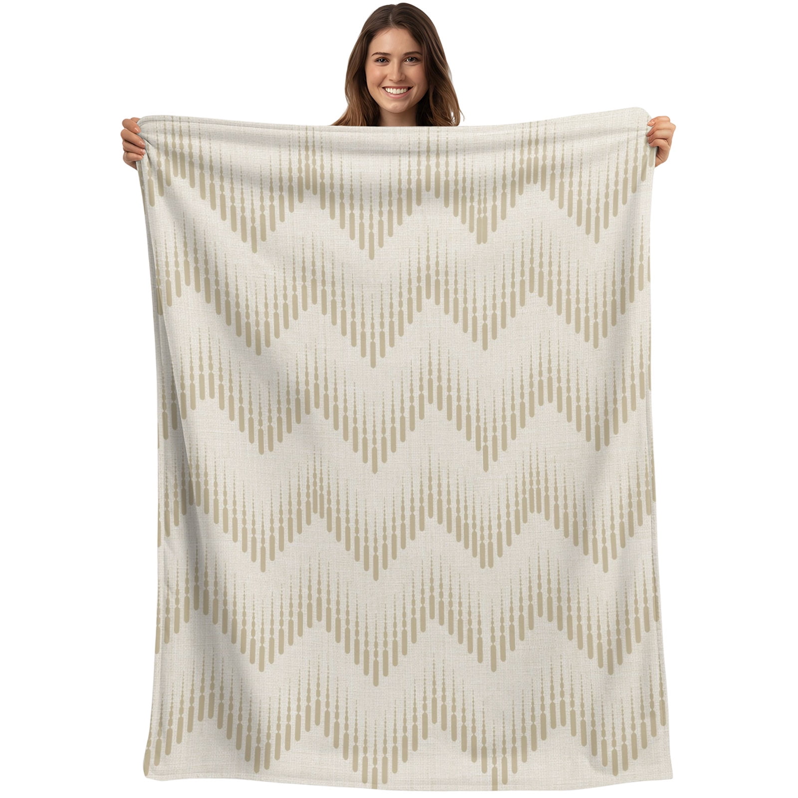 Beige Chevron Waves Blanket Soft Cozy Warm Throw Blanket for Couch ...
