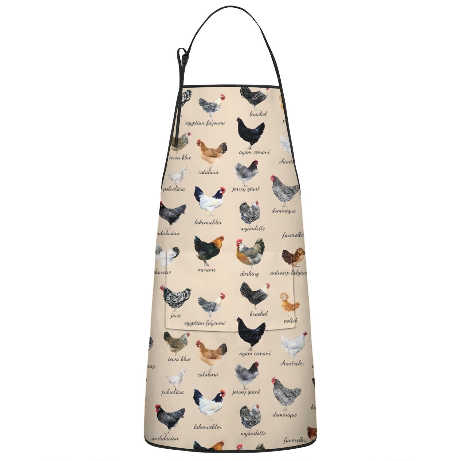 Beige Chicken Breed Pattern Apron-Garden Aprons for Women with Pockets ...