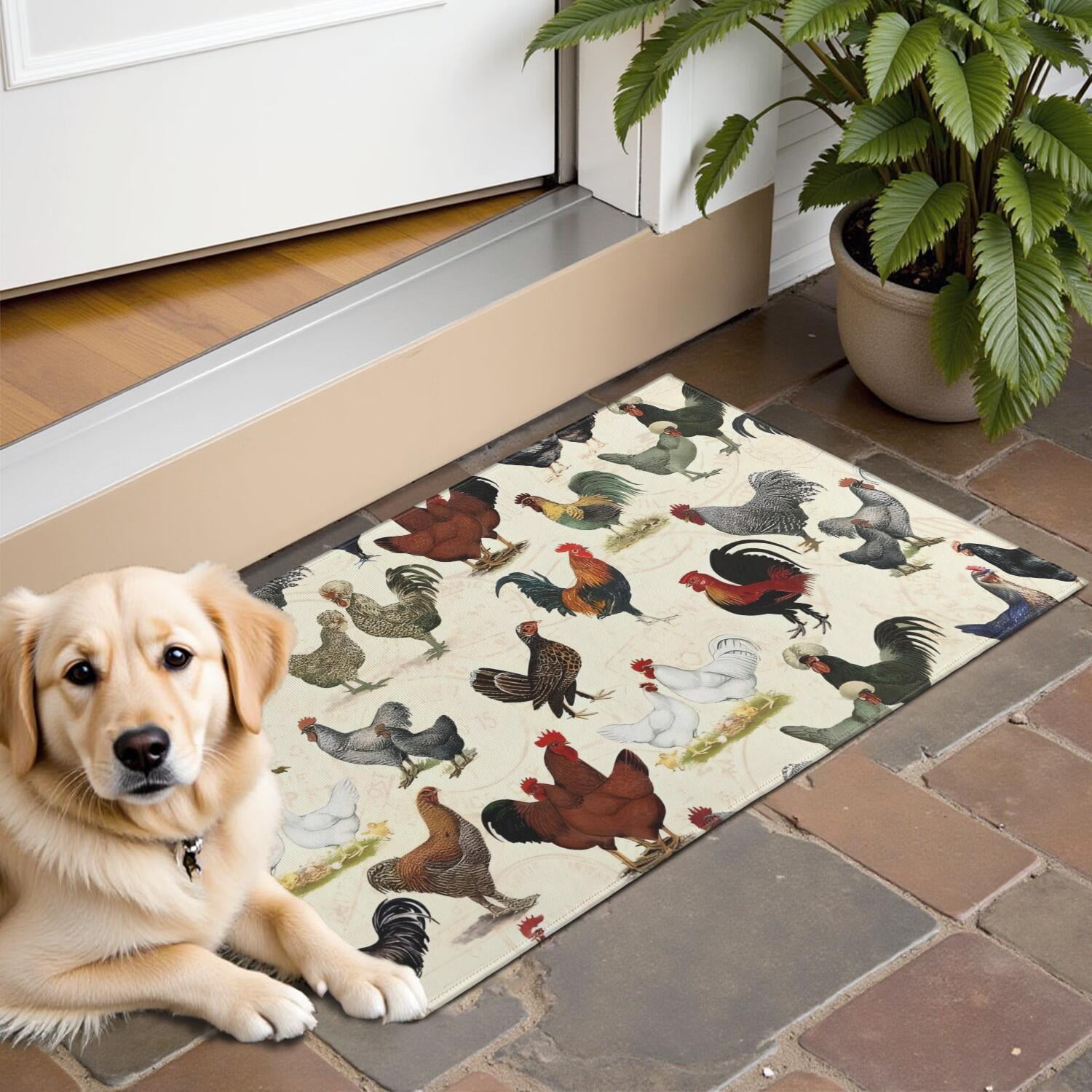 Beige Chicken Breed Pattern Door Rugs,Washable Non Slip Door Mats ...
